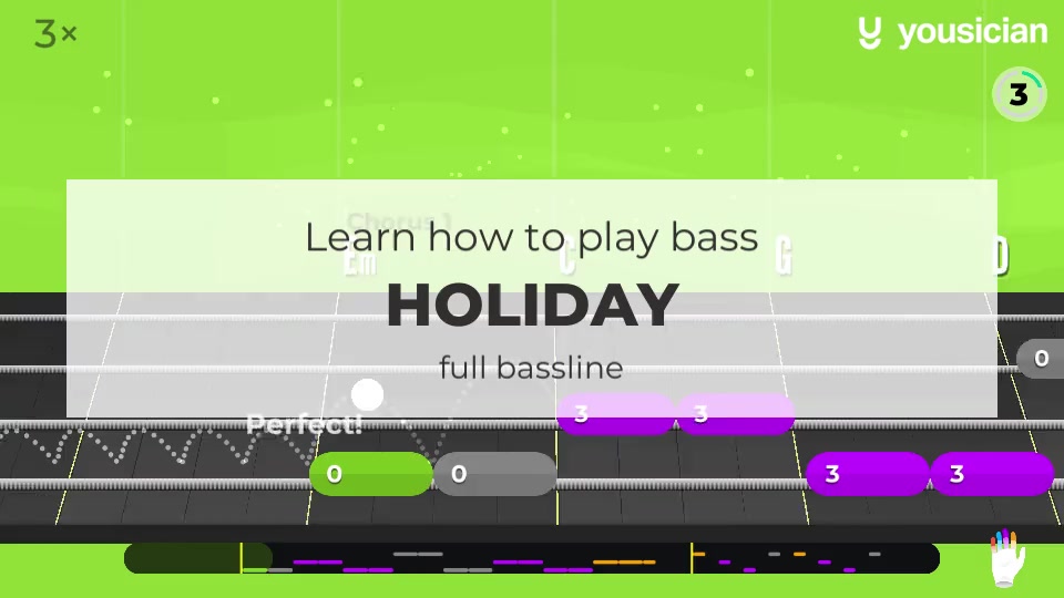 Learn how to play Holiday on Bass | Yousician