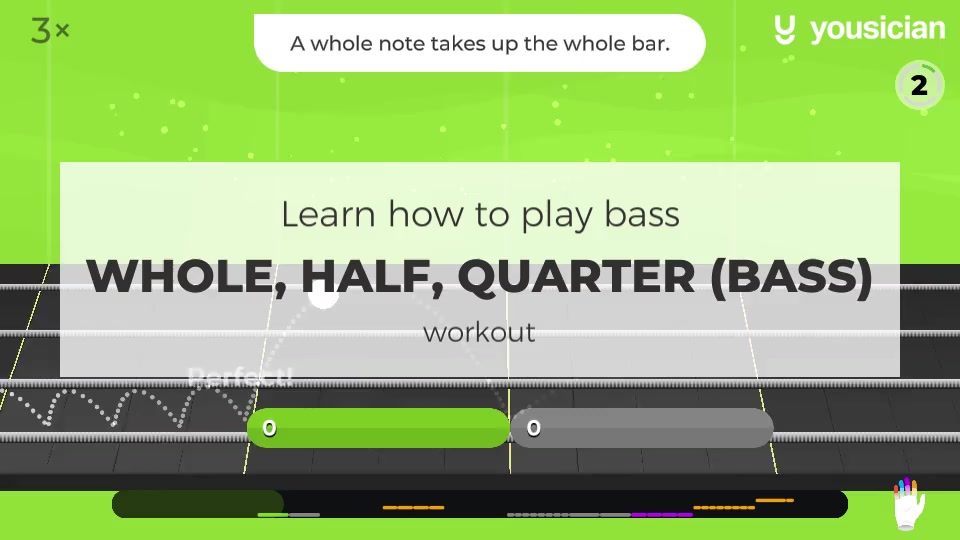 Learn how to play Whole, Half, Quarter (bass) on Bass | Yousician
